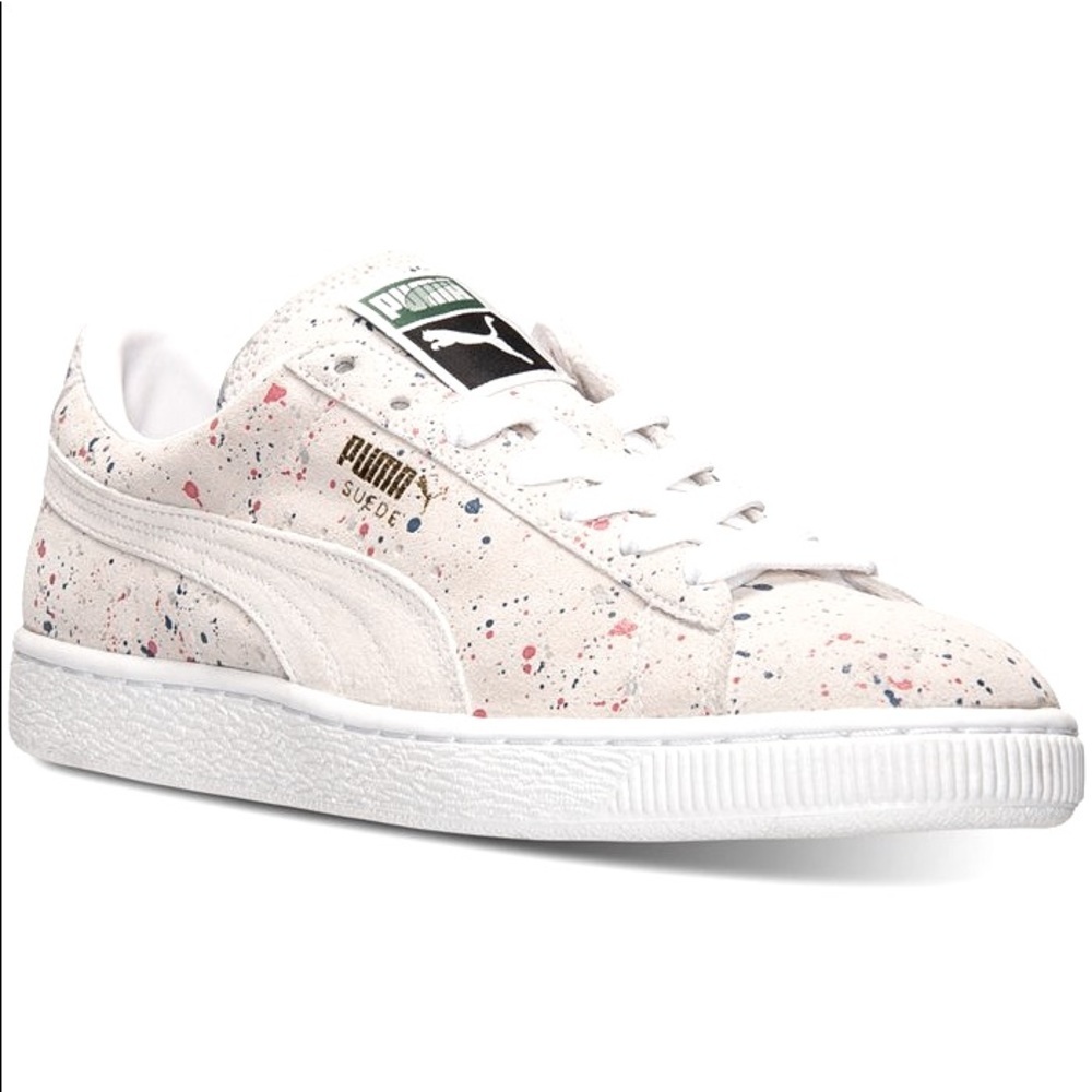 Men’s Puma Paint Splatter Low Top Suede Sneakers Size… - Gem